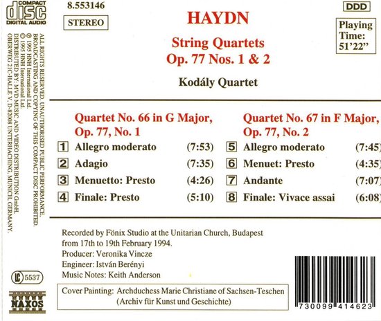 Kodaly Quartet - String Quartets Op. 77, Nos. 1-2 (CD), Kodaly Quartet | Muziek | bol