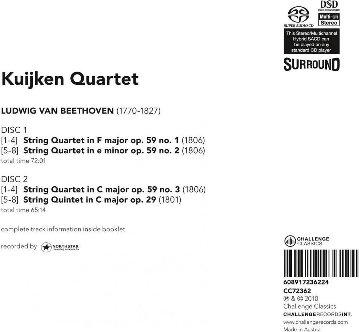 Kuijken Quartet - String Quartets Op. 59, String Quintet Op. 29 (CD), Kuijken Quartet... | bol.com