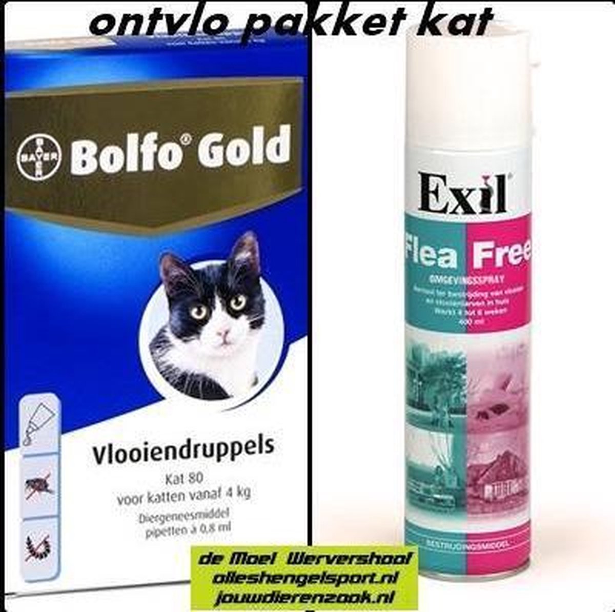 anti vlooien pakket voor de kat 4 kg tot 8kg - omgevingsspray + 4 ...