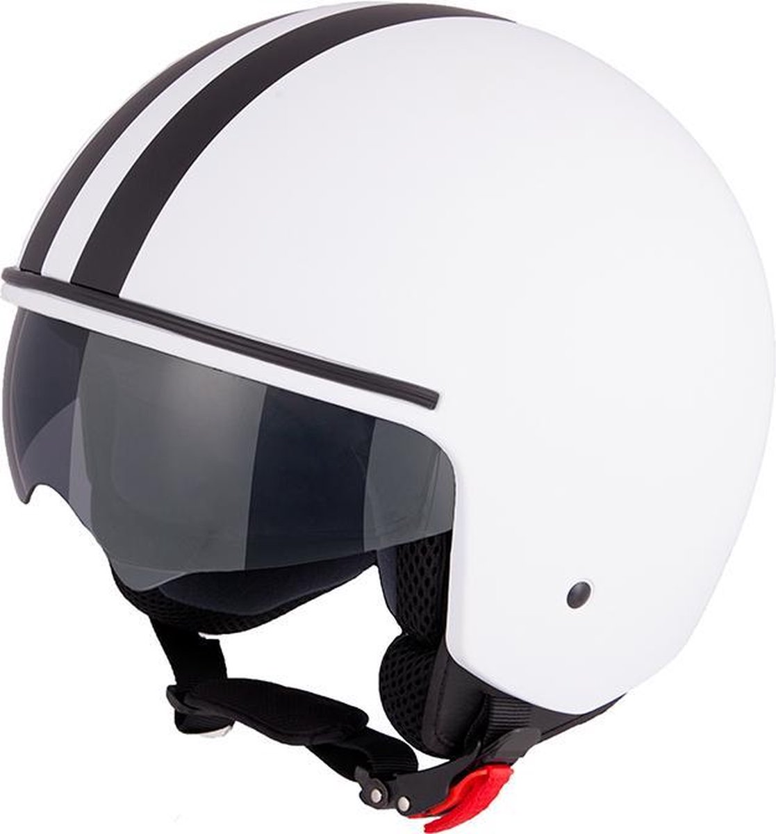 Vinz Jethelm met Zonnevizier - Mat Wit Streep | bol.com