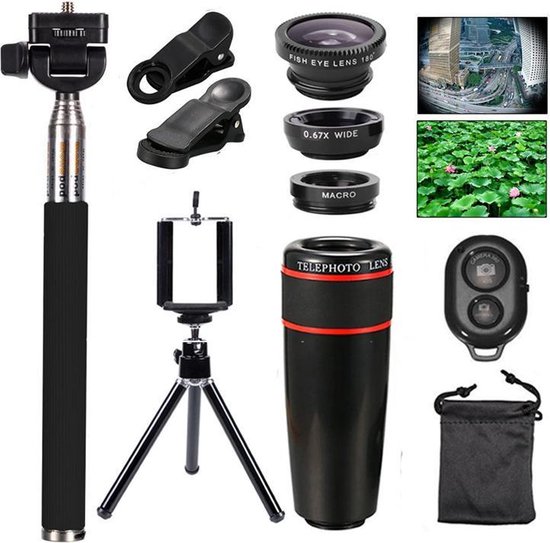 Tele Lens Smartphone Camera Kit Universeel - Bluetooth Monopod & Tripod ...