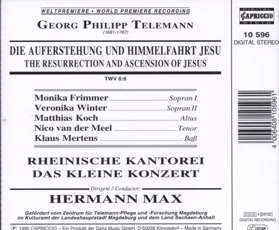 Rheinische Kantorei, Das Kleine Konzert, Hermann Max - Telemann: Die ...