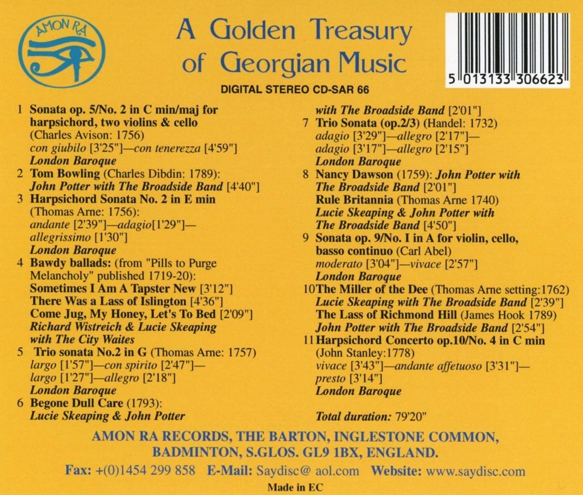 London Baroque The Broadside Band - A Golden Treasury Of Georgian Music ...