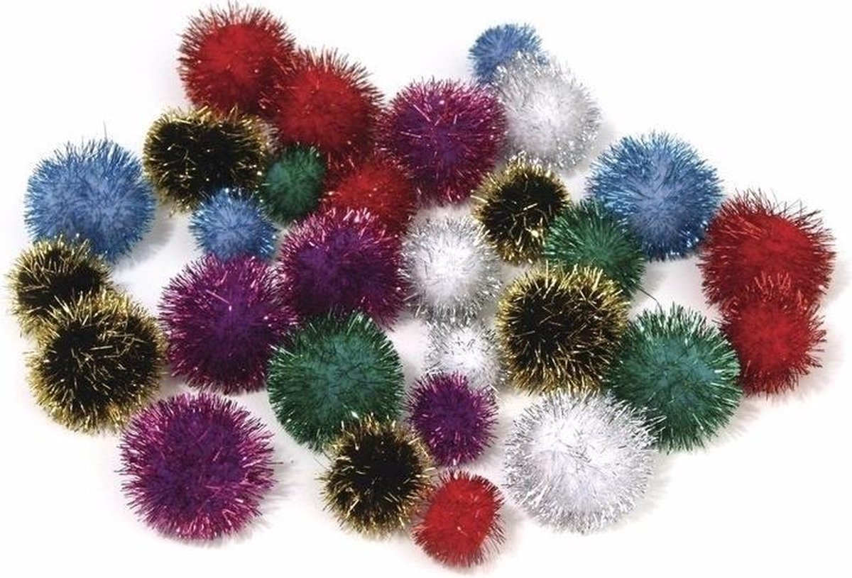 160x knutsel pompons 25 mm metalic gekleurd | bol.com