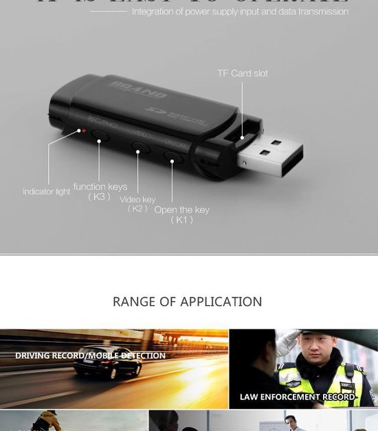 USB Stick met Voice recorder en 1080P Full HD Camera 16GB | bol.com