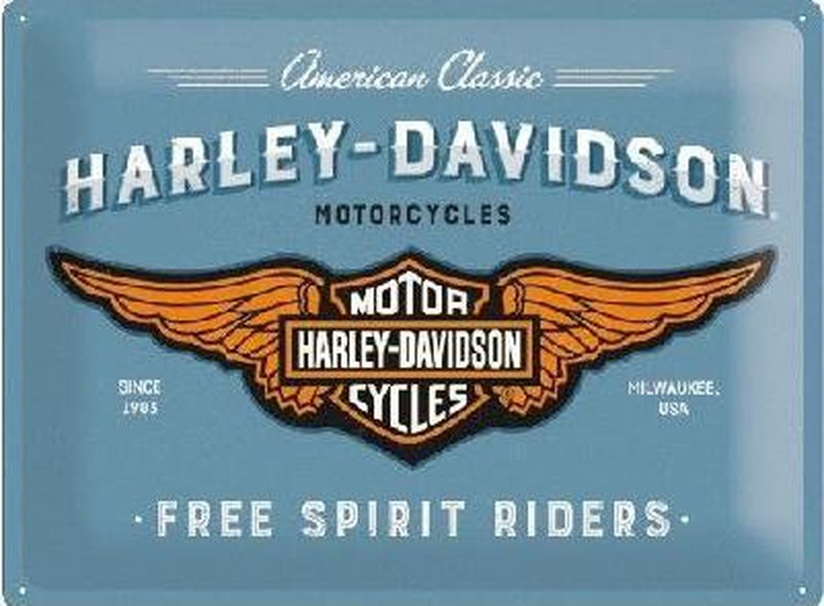 Tin Sign 'Harley Davidson Logo Blue' 30 x 40 cm | bol.com