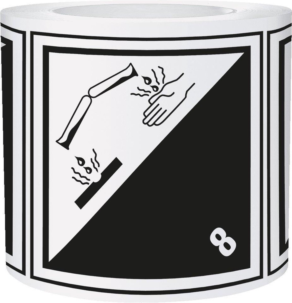 ADR sticker klasse 8 bijtende stoffen, zeewaterbestendig op rol 100 x ...