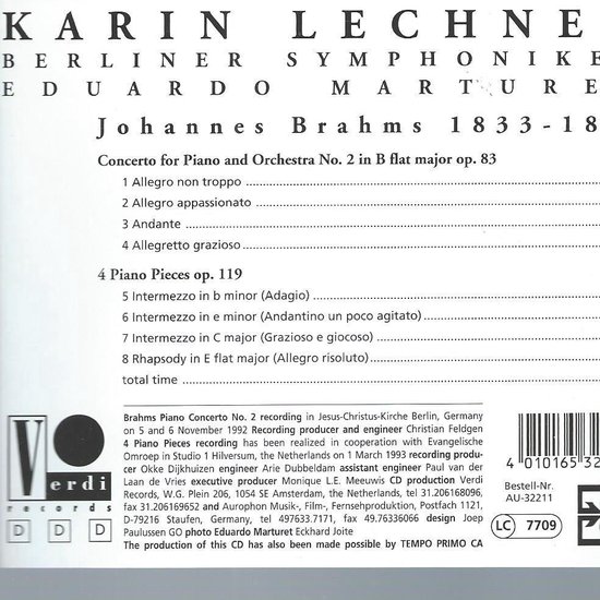 KARIN LECHNER BRAHMS, Karin Lechner | CD (album) | Muziek | bol.com