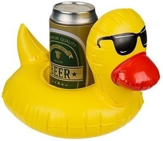 Opblaasbare eend drankhouder 14 cm - Opblaasbare eend blikjeshouder 14 ...