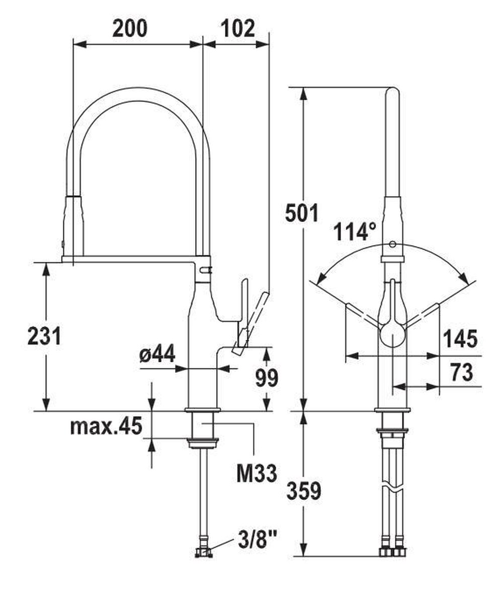 Keukenkraan KWC Sin Highflex 10261432 chroom | bol.com