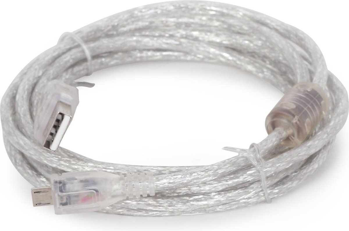 USB-kabel (A/MicroB), 1.8 meter Transparant | bol.com
