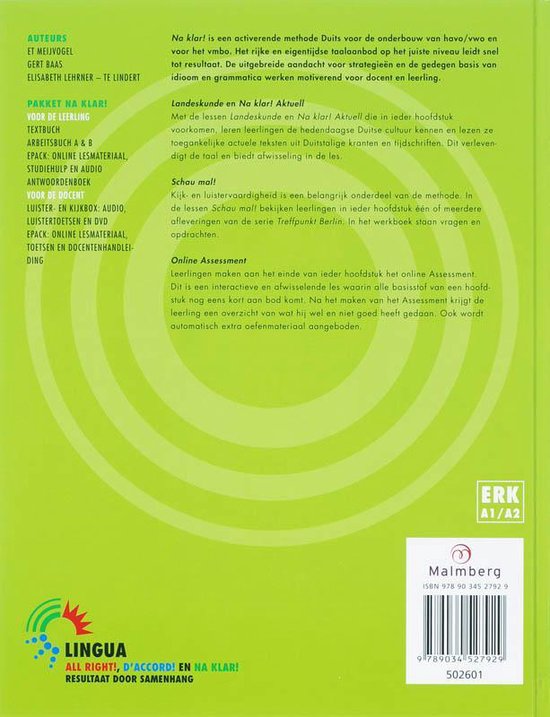 Na klar ! 1 havo vwo textbuch | 9789034527929 | J. Tinnenvelt | Boeken ...