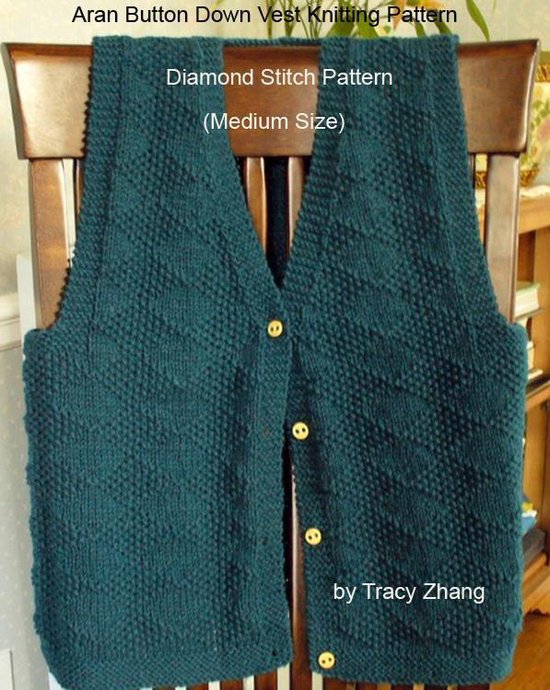 Aran Vests and Sweaters - Aran Button Down Vest Knitting Pattern ...