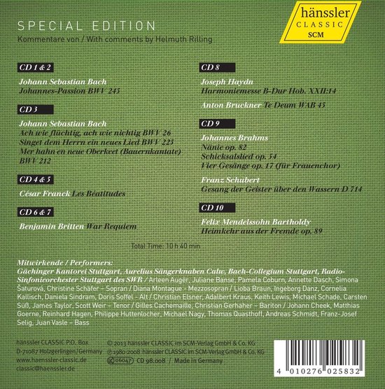 Various Artists - Helmuth Rilling 'Personal Selection (10 CD), Helmuth ...