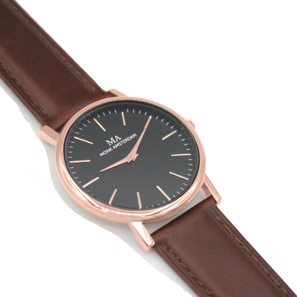 Amstel Rose Goud /Zwart met bruin lederen band | bol.com