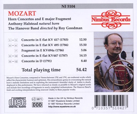 Anthony Halstead, The Hanover Band, Roy Goodman - Mozart: Horn ...