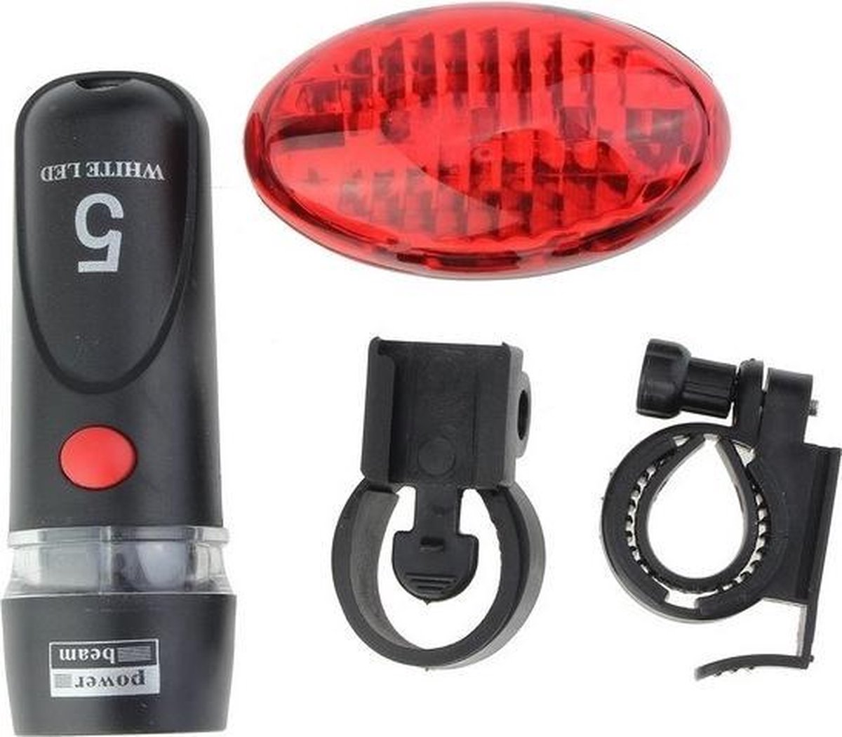 LED Fietsverlichtingsset met houder - Fietsverlichting voor en achter ...