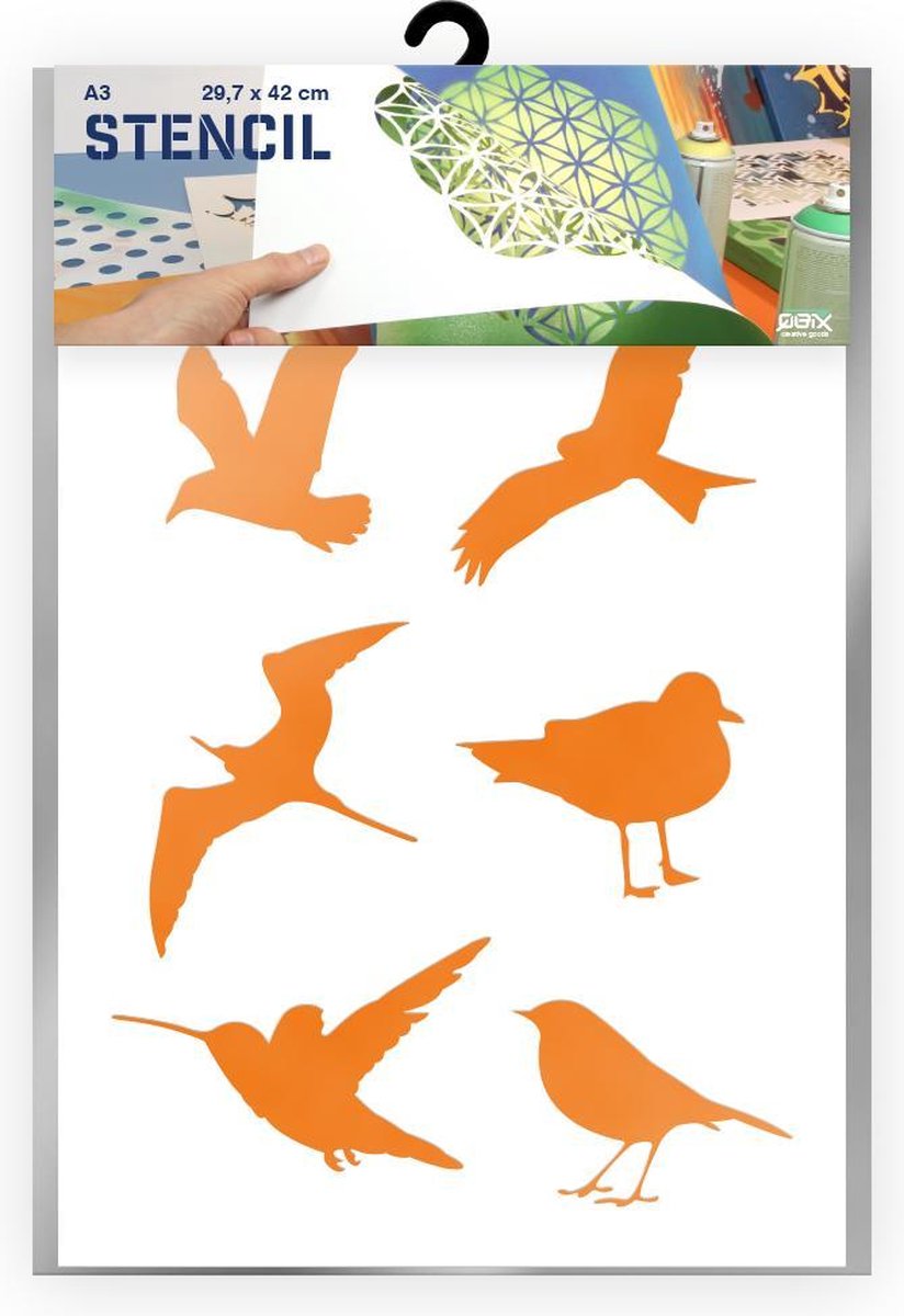 Vogel sjabloon - Silhouetten van vogels - Kartonnen A3 stencil ...