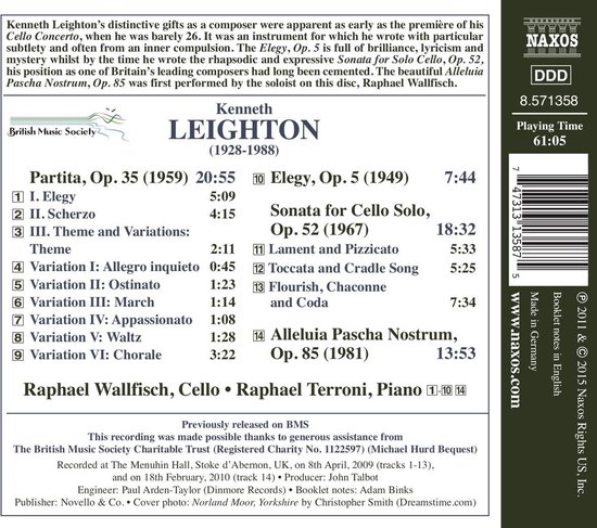 Raphael Wallfisch & Raphael Terroni - Leighton: Complete Chamber Works For Cello (CD),... | bol