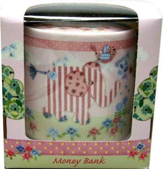 Spaarpot baby olifant en vogel roze kraamcadeau kraamkado | bol.com