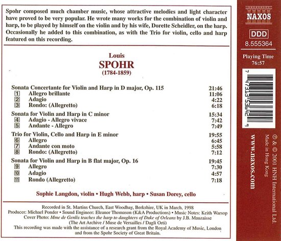 Sophie Langdon & Hugh Webb - Spohr: Music For Violin & Harp 1 (CD ...