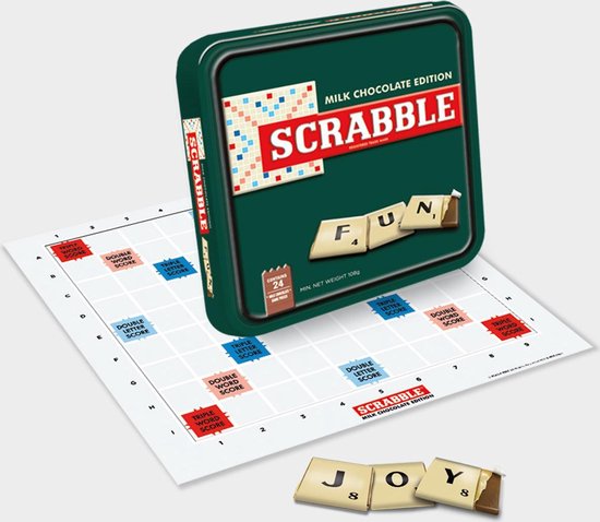 Scrabble Chocolade spel - in luxe Vintage bewaarblik | bol
