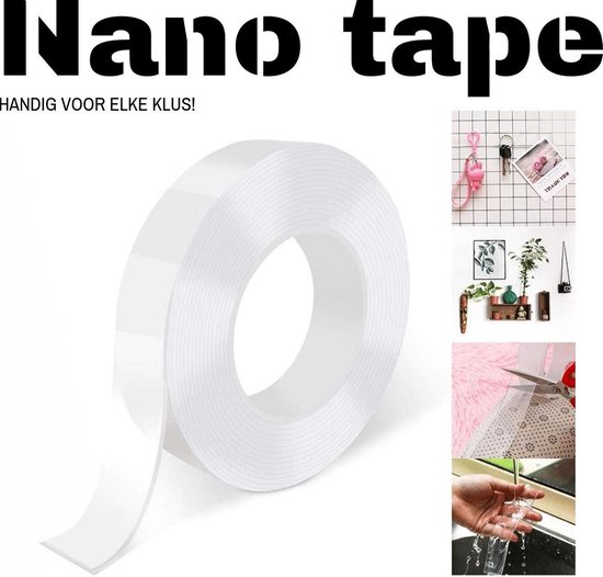 Nano Tape | 3 Meter | Extra Grip | Dubbelzijdig | Herbruikbaar | afwasbaar |... | bol