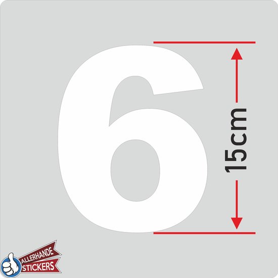 Cijfer 6 als sticker 15 cm. hoog. | bol.com