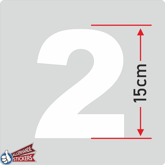 Cijfer 2 als sticker 15 cm. hoog. | bol.com
