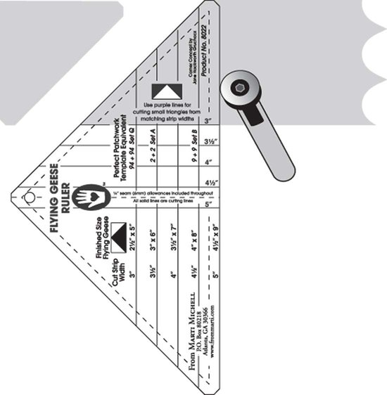 Marti Michell Quilt Liniaal 8022 Flying Geese Ruler Liniaal | bol