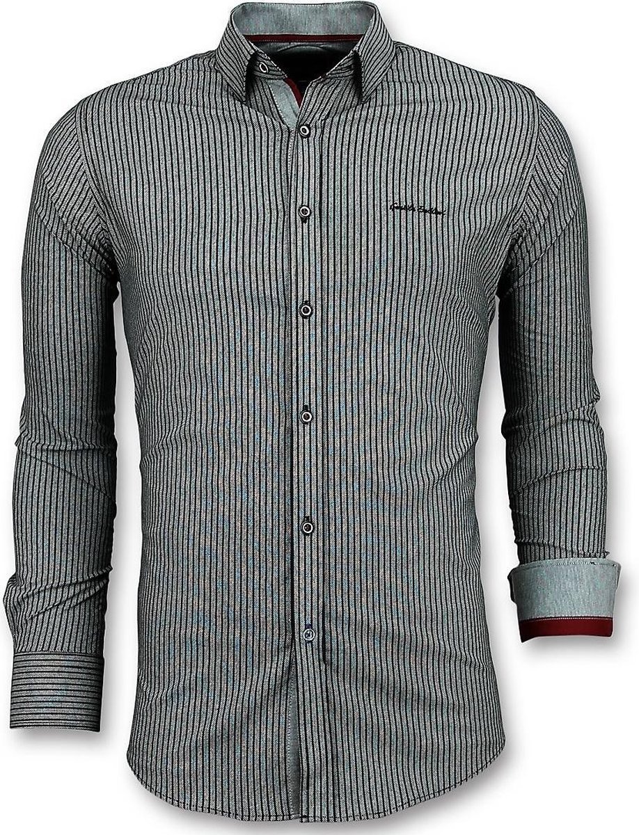 Business Overhemden Heren - Streepjes Blouse - 3030 - Grijs | bol.com