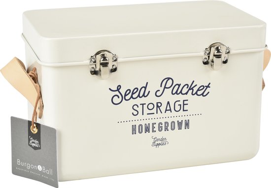 Burgon & Ball - Zadenbewaarblik - Créme - Lederen handvatten | bol