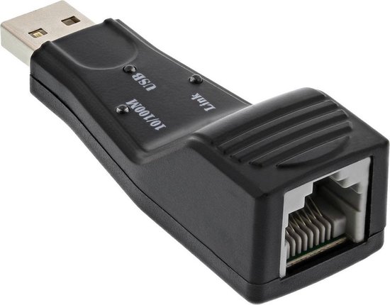 Premium USB-A naar RJ45 Fast Ethernet LAN adapter - USB2.0 - CAT5 / zwart | bol