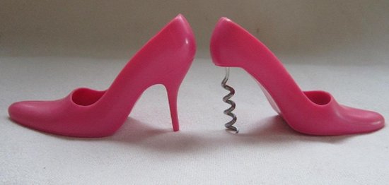 Kurkentrekker & flesopener in de vorm van Naaldhak / schoen, Pink van ...