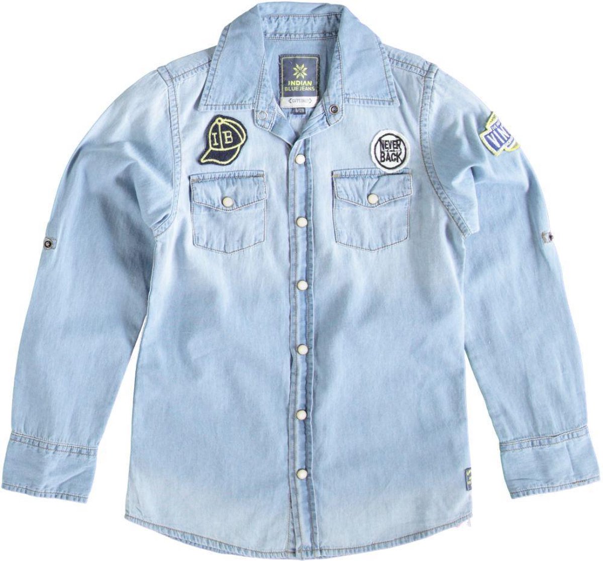 Indian blue soepel denim overhemd drukknopen - Maat 176 | bol.com