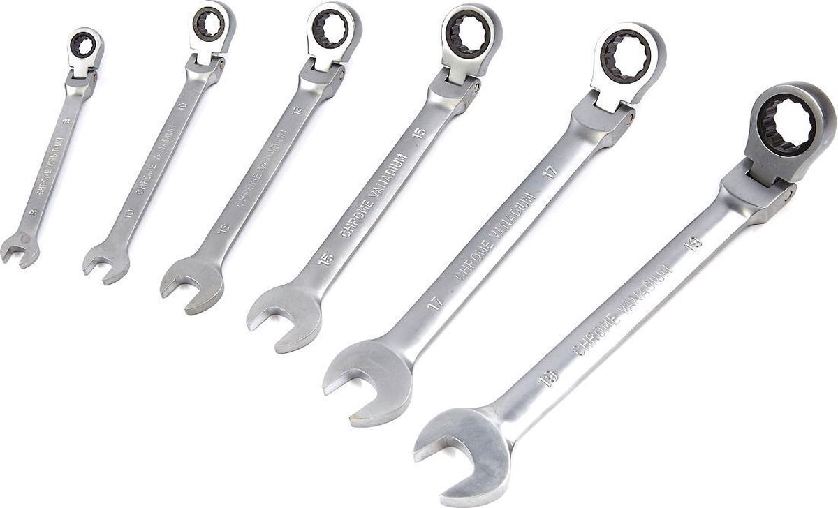 6 Delige Ring , Ratel , Steeksleutelset met Kantelbare Kop | bol.com