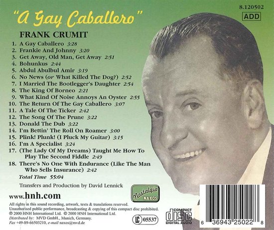 Frank Crumit - A Gay Caballero (CD), Frank Crumit | Muziek | bol