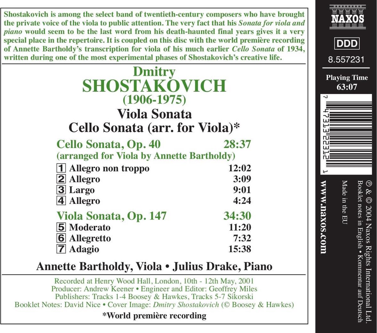 Shostakovichcello Sonata, Julius Drake | CD (album) | Muziek | bol.com