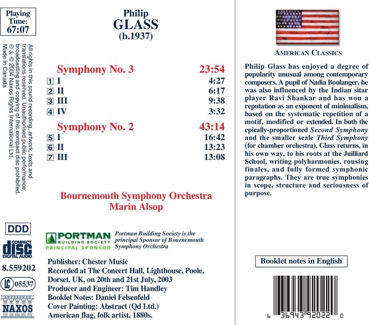 Glass: Symphonies Nos. 2 And 3, Bournemouth So | CD (album) | Musique ...