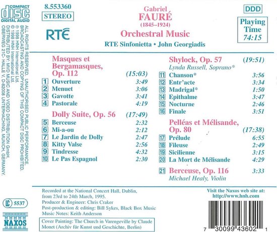 RTE Sinfonietta, John Georgiadis - Fauré: Orchestral Music (CD), Rte ...