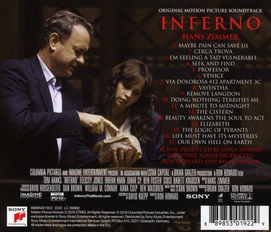 Inferno (Original Motion Picture Soundtrack), Hans Zimmer | CD (album ...