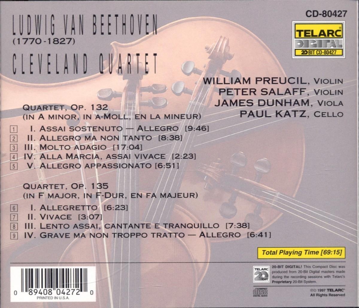 Beethoven: String Quartets Op 132, Op 135 /Cleveland Quartet, Cleveland Qrt | CD... | bol.com