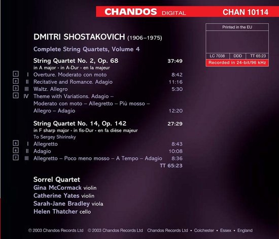 Complete String Quartets Vol 4, Sorrel Quartet | CD (album) | Muziek | bol