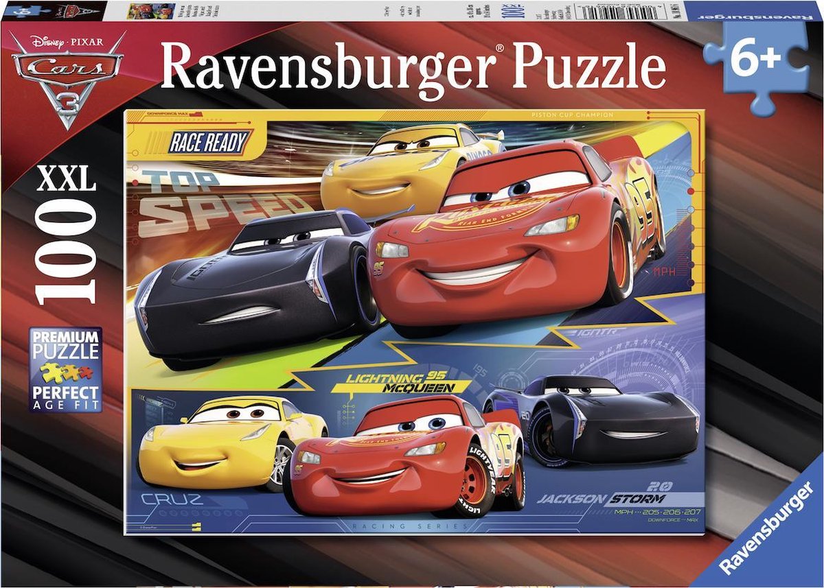 XXL Puzzel Cars 3 - 100 stuks - 49x36 cm - Disney Pixar - Ravensburger ...