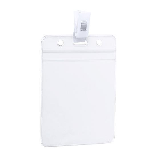 Multipack van 10x ID badgehouders met bevestigings clipje/klem wit - 8 ...