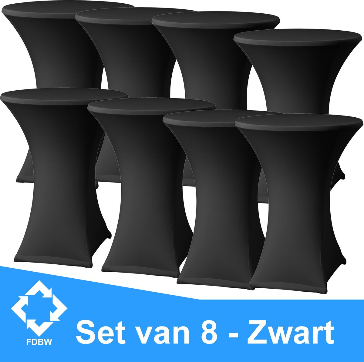 Staantafelrok Zwart x 8 - Tafelrok - Stretch – ∅80 x 110 cm – geschikt voor Horeca... | bol.com