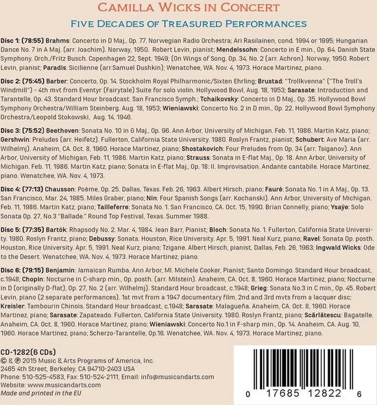 Camilla Wicks In Concert, Camilla Wicks | CD (album) | Muziek | bol.com