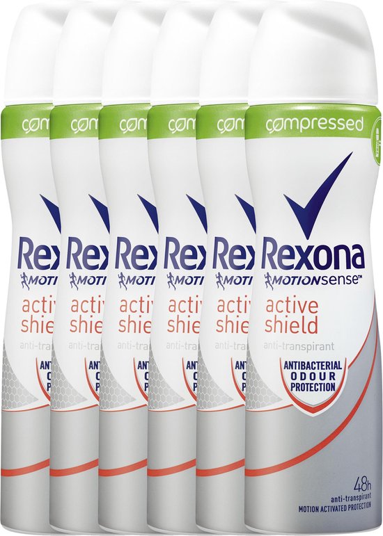 Rexona Women Compressed Active Shield - 6 x 75 ml - Deodorant Spray | bol