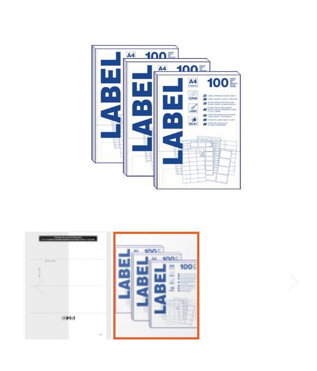 16 per vel A4 etiketten (105 mm x 37 mm) 2x8 labels 10x100 vel PRIJZEN ...