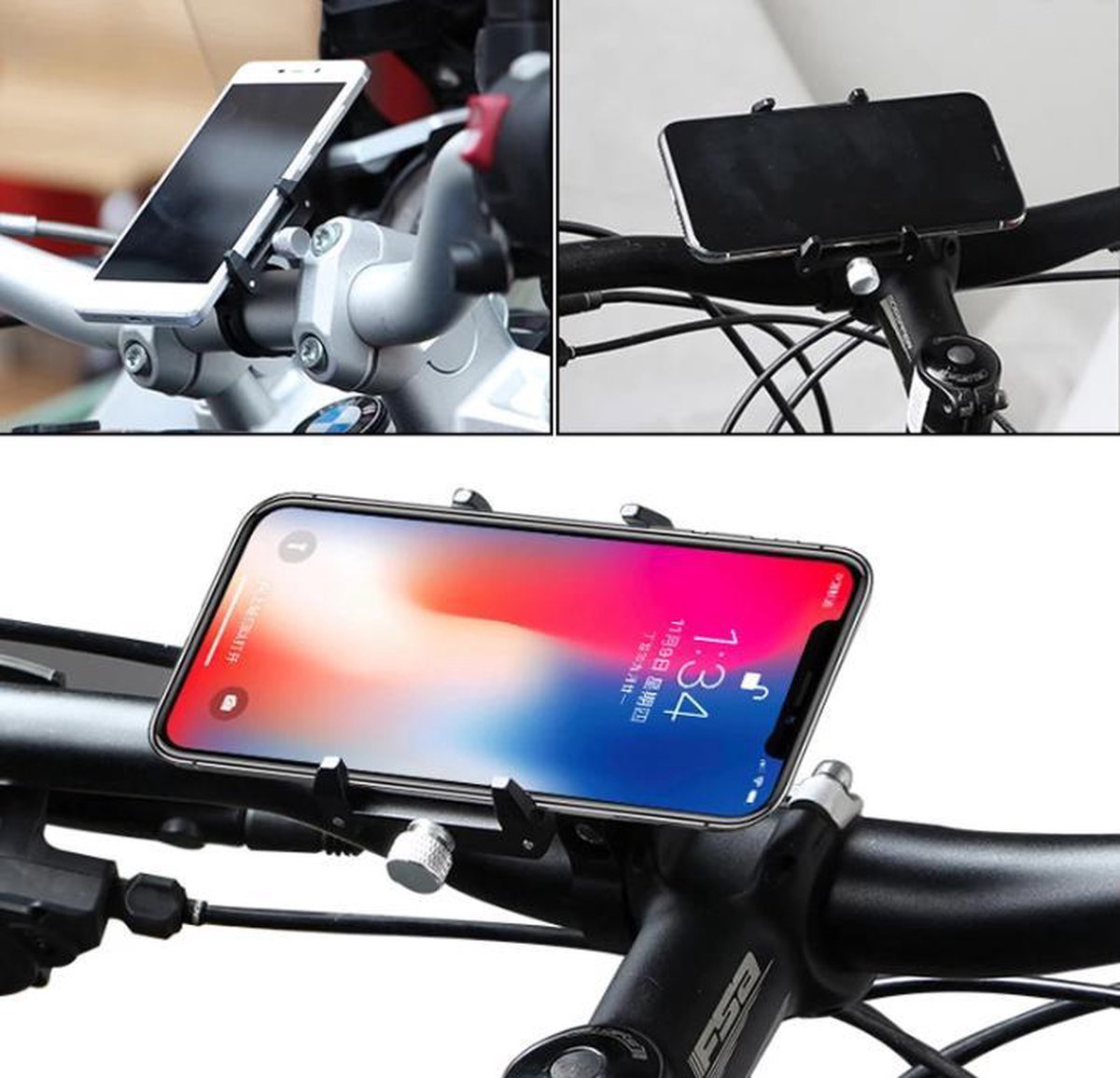 Aluminium telefoonhouder voor de fiets - 5.5 tot 10 cm breed ...